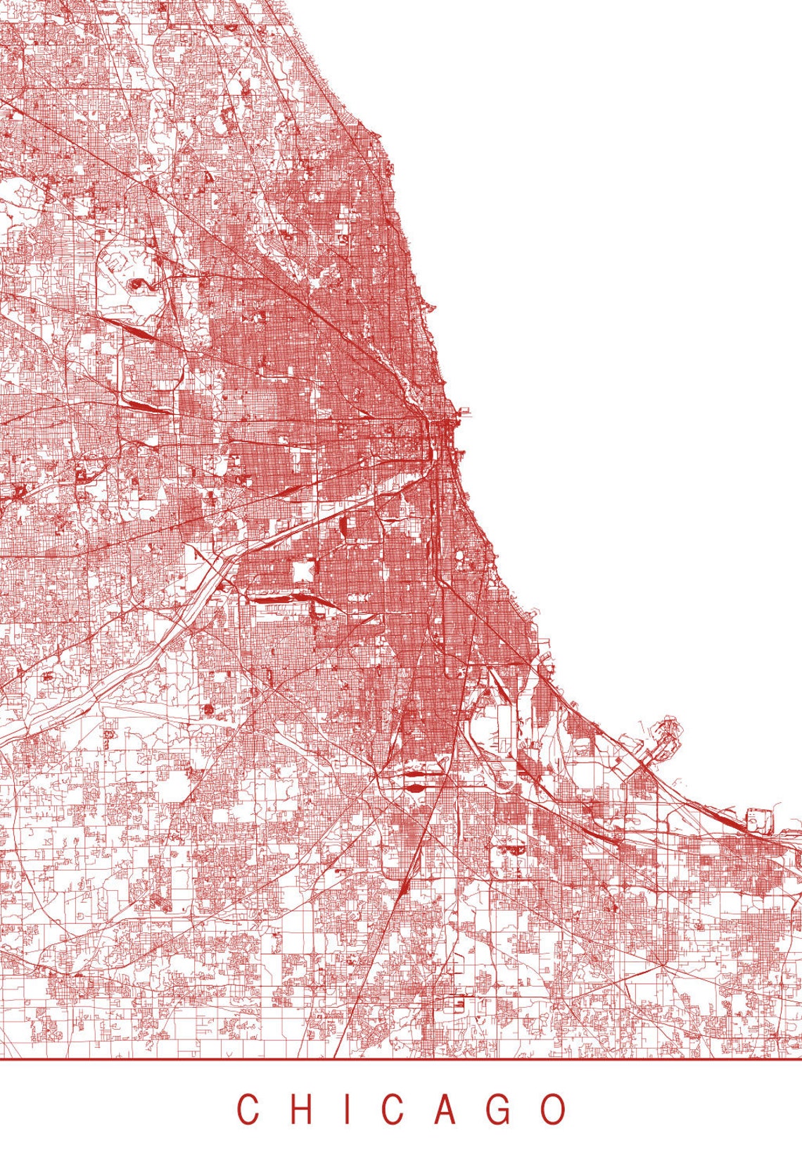 CHICAGO MAP High Quality Giclee Print Minimalist Chicago - Etsy Canada