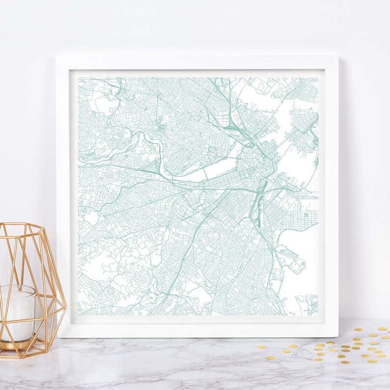 BOSTON CITY MAP Fine Art Map Poster Boston Map Print | Etsy