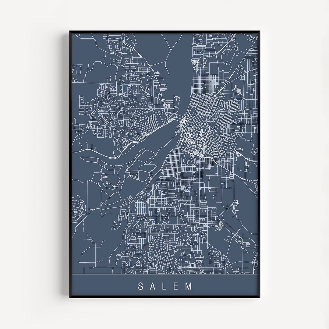 SALEM CITY MAP Line Art City Map Road Map of Salem Oregon - Etsy