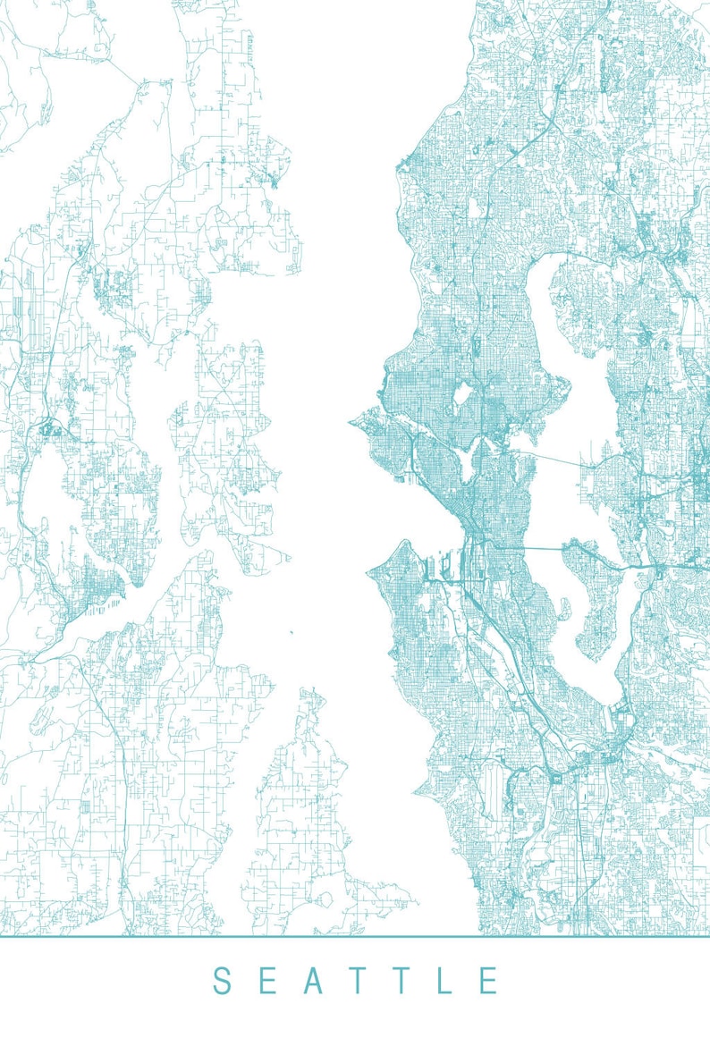 SEATTLE MAP - Minimalist Seattle Art Print, Customizable City Map, High ...