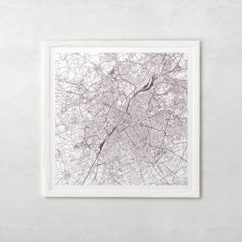 BRUSSELS CITY MAP Fine Art Map Poster Brussels Map Print - Etsy
