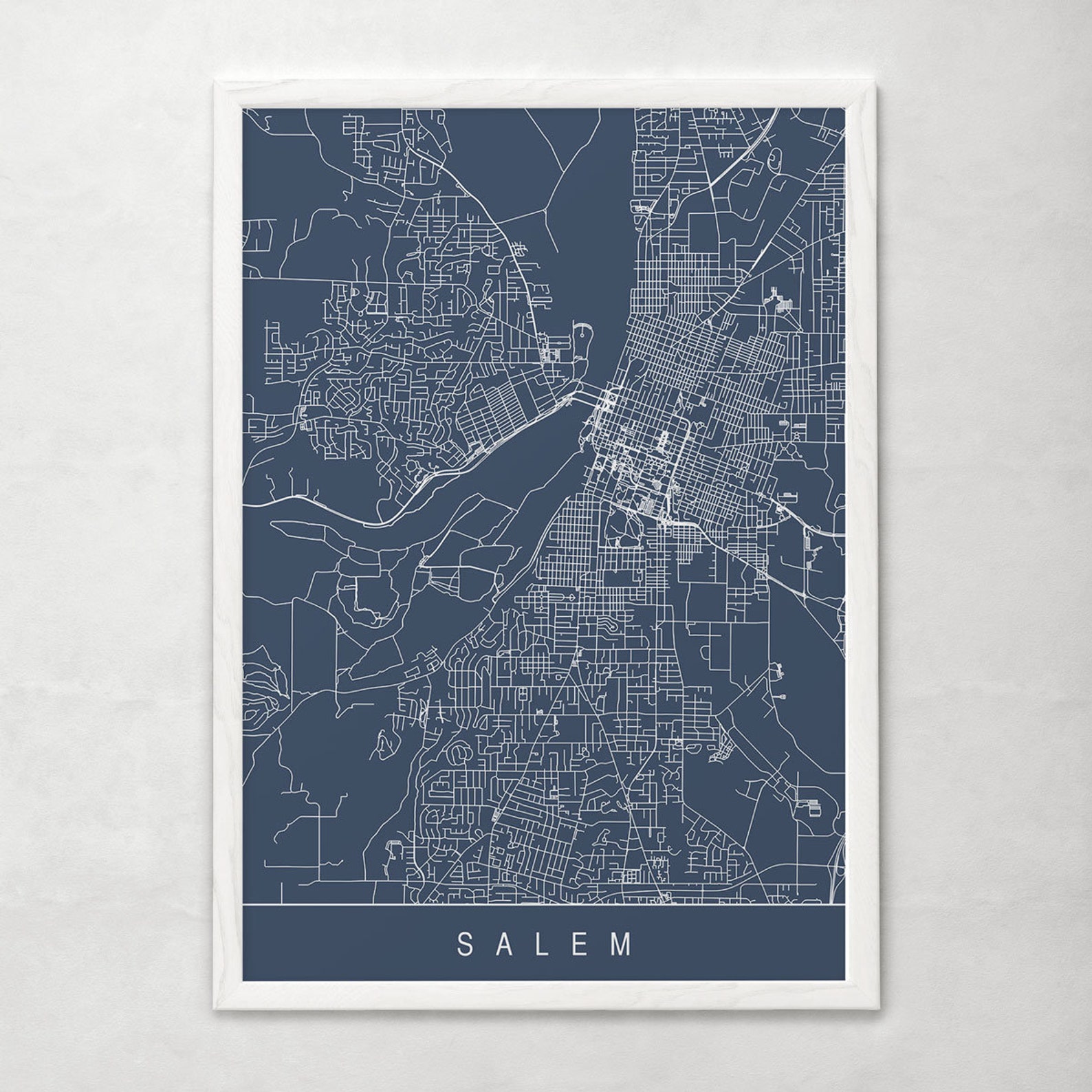 SALEM CITY MAP Line Art City Map Road Map of Salem Oregon | Etsy