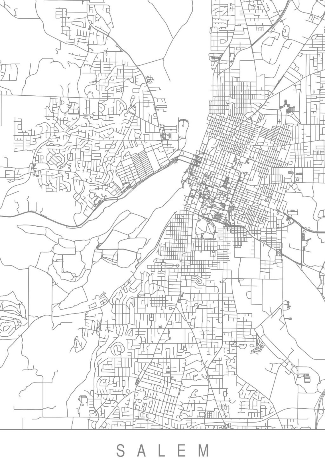 SALEM OREGON MAP Customizable City Map High Quality Giclee - Etsy