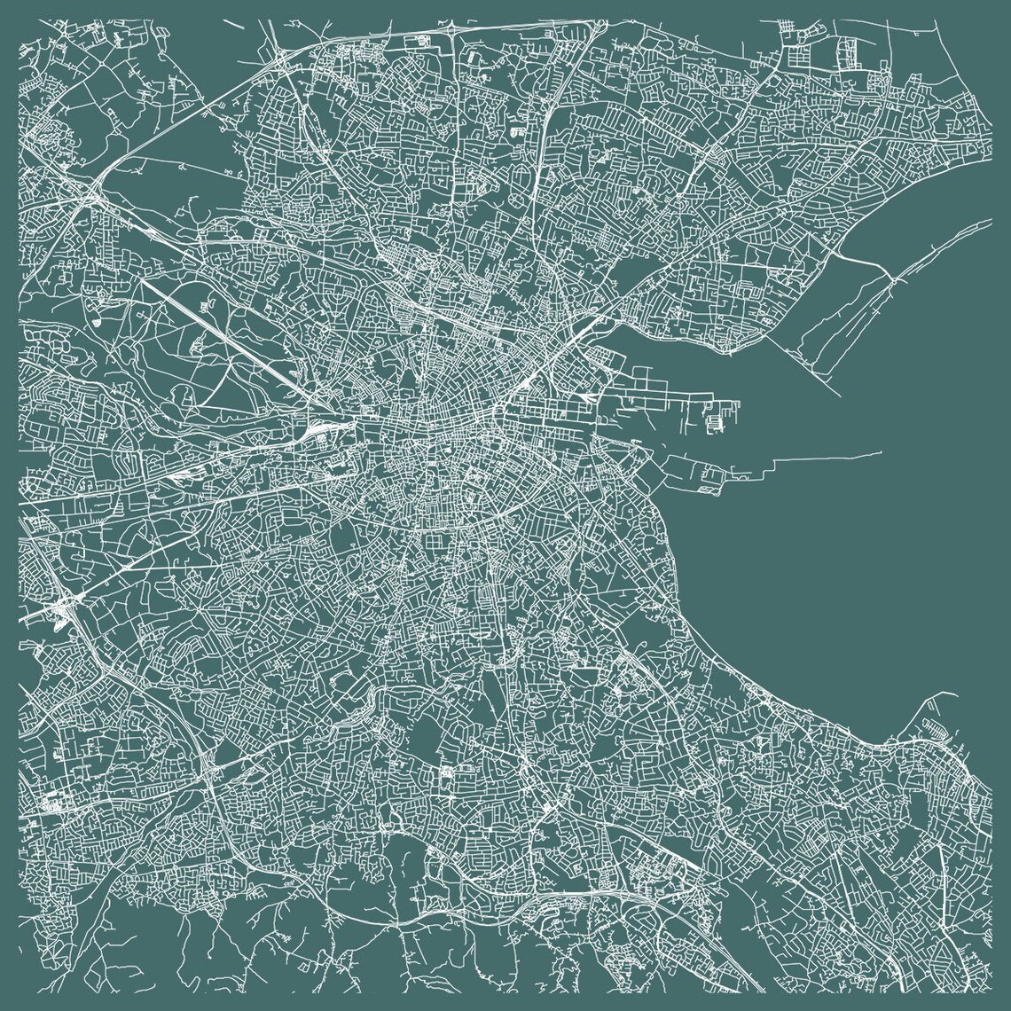 DUBLIN CITY MAP Fine Art Map Poster Modern Dublin Ireland | Etsy
