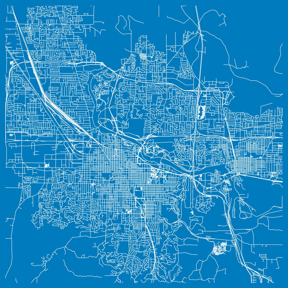 EUGENE CITY MAP Fine Art Map Poster Modern Oregon United - Etsy Canada
