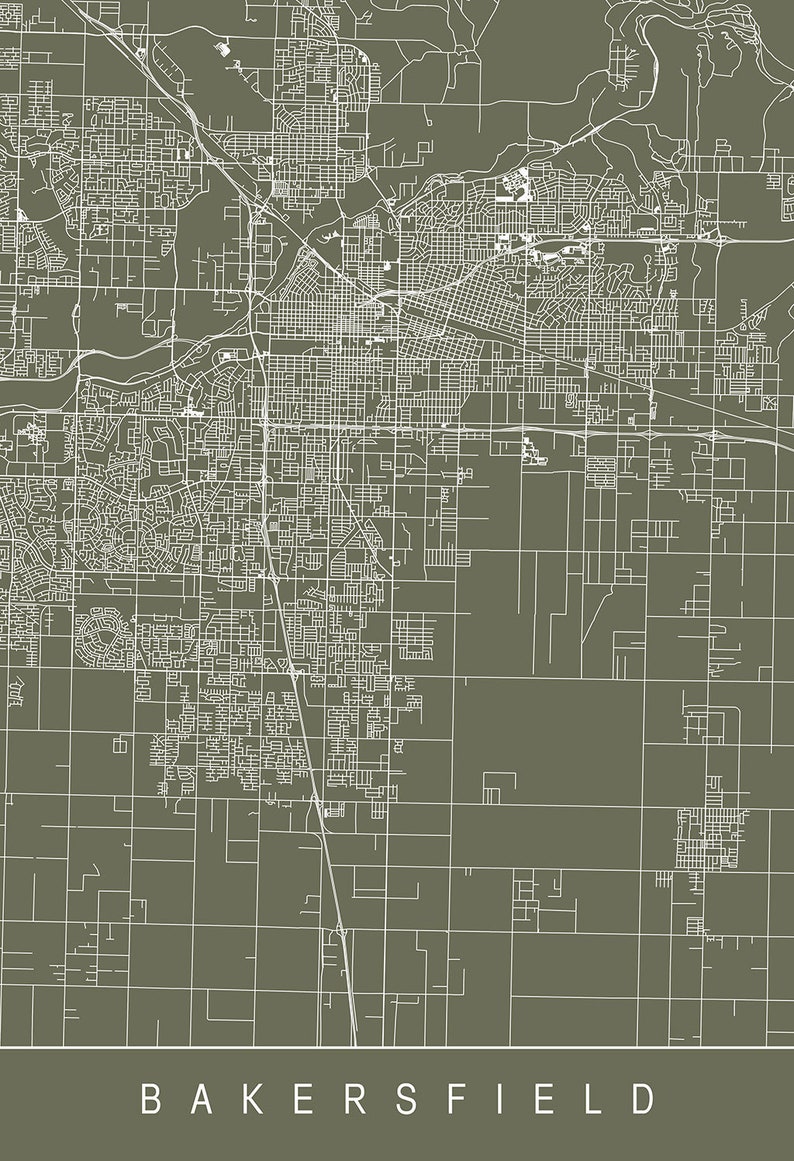 BAKERSFIELD CITY MAP Line Art City Map Road Map of | Etsy