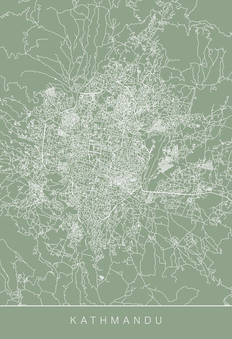 KATHMANDU NEPAL MAP, Printable City Poster, Digital Download, Multiple ...