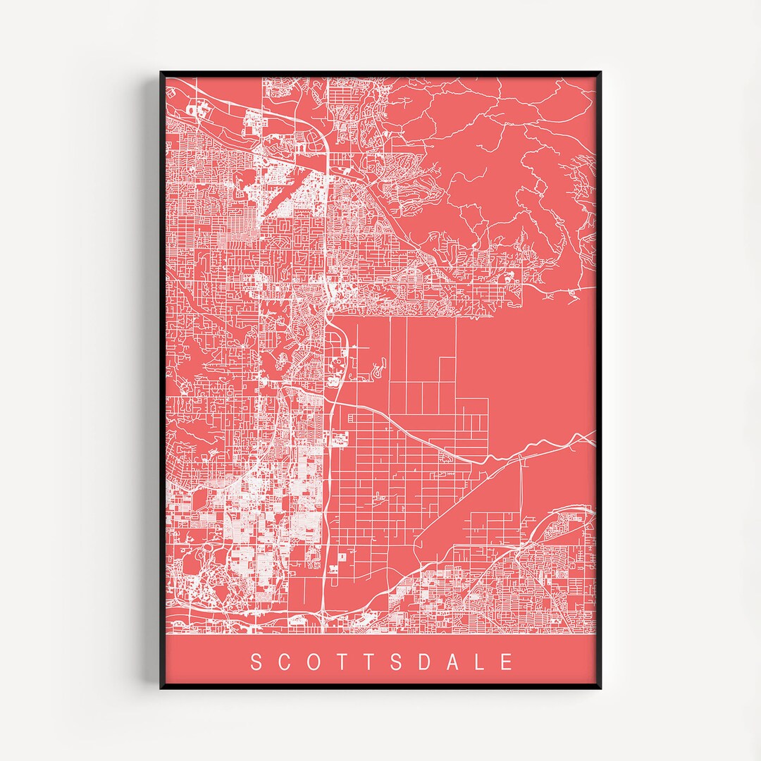 SCOTTSDALE CITY MAP Line Art City Map Road Map of Scottsdale, Arizona ...