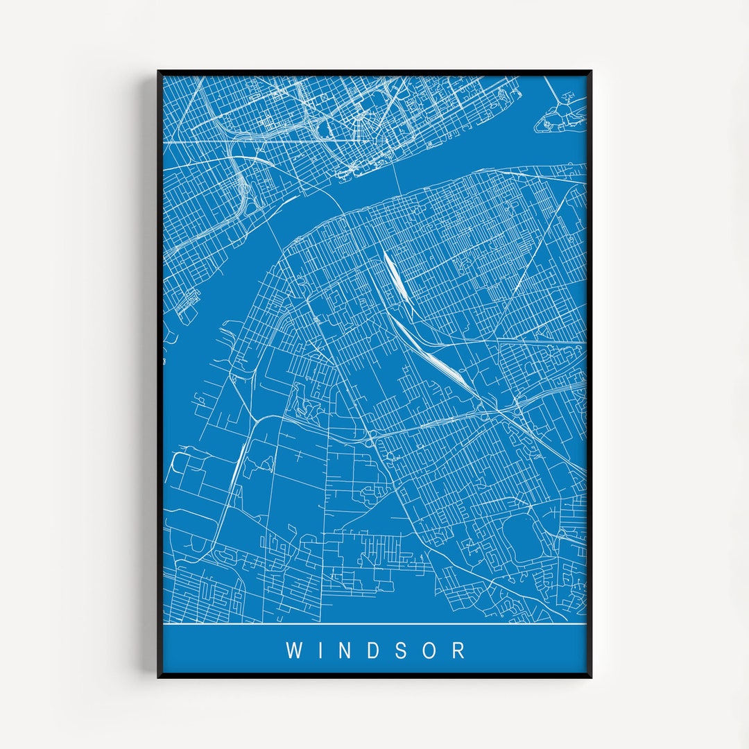 WINDSOR CITY MAP Art Print Windsor Ontario Map Art - Etsy España