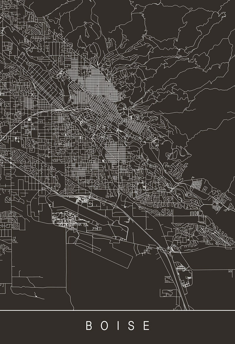 MAP OF BOISE Line Art City Map Road Map of Boise Idaho - Etsy