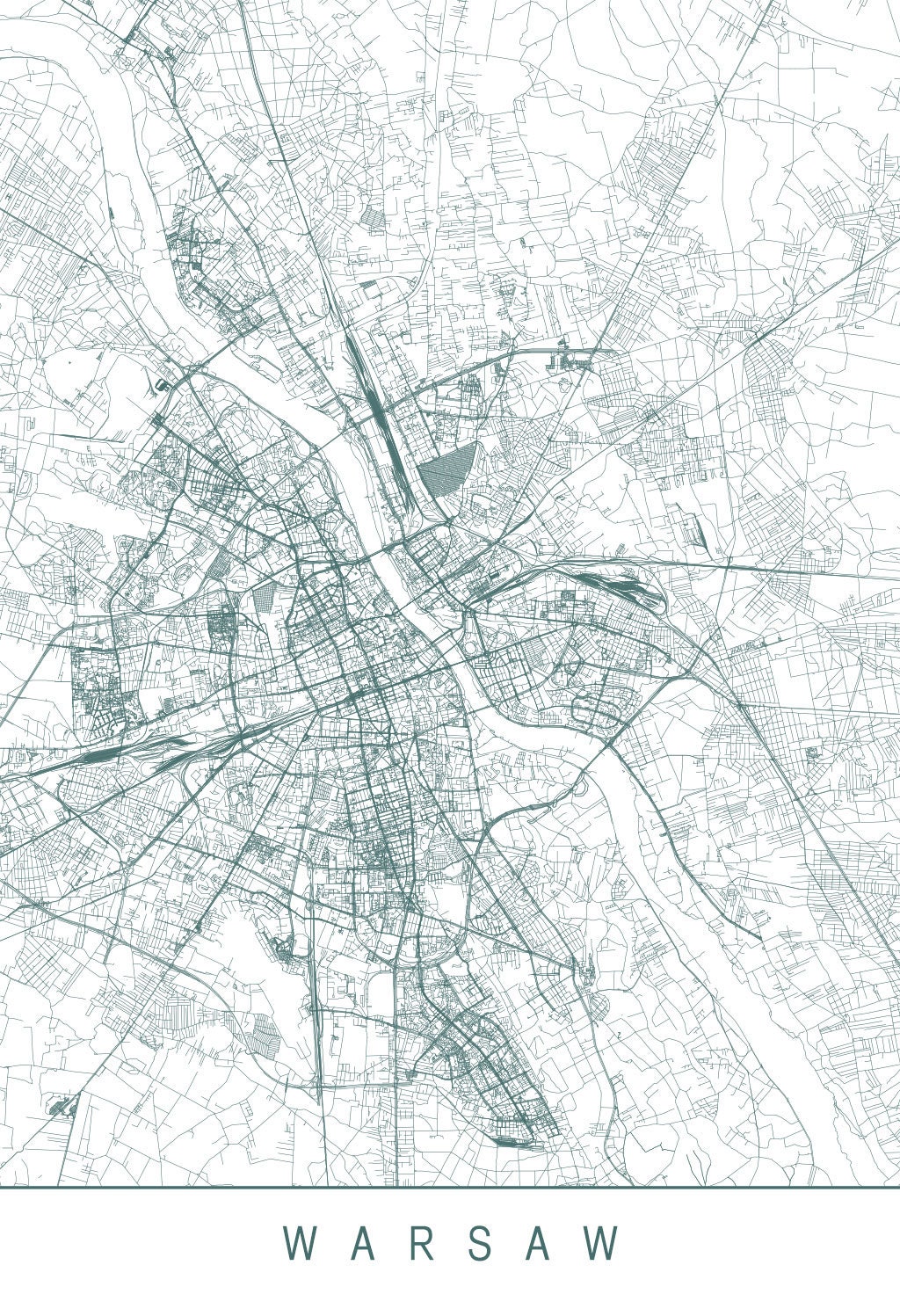WARSAW MAP - Minimalist Warsaw Art Print, Customizable City Map, High ...