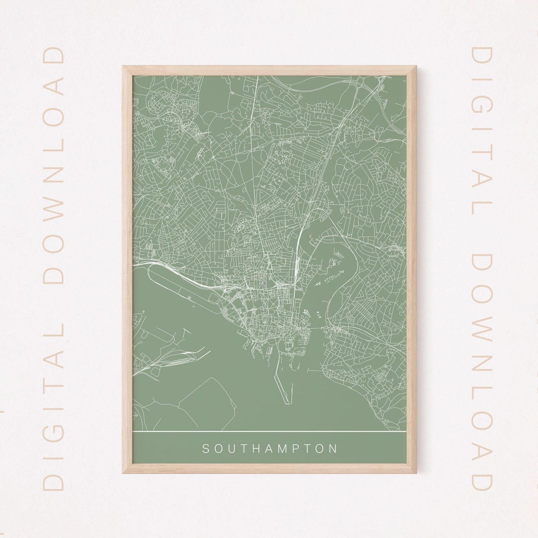 SOUTHAMPTON ENGLAND MAP, Digital Download, Printable City Poster ...