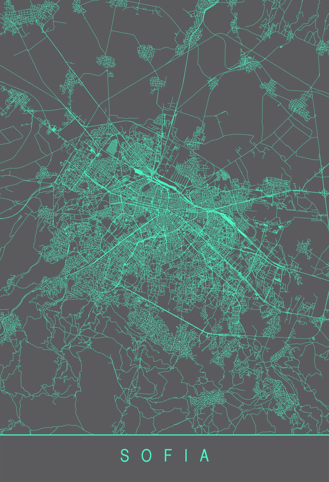 SOFIA MAP Modern Sofia Art Print Minimalist City Map High - Etsy
