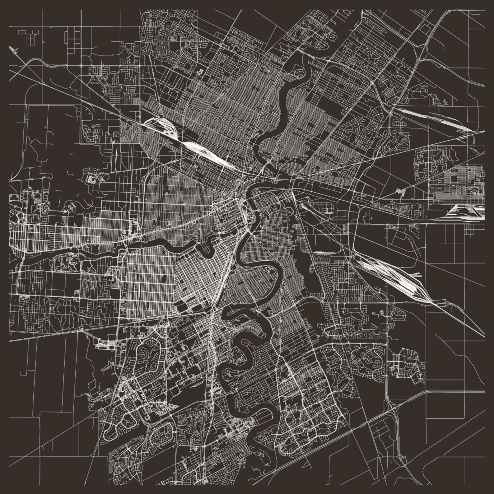 WINNIPEG MAP PRINT - Modern Manitoba Canada Map Poster - Minimalist ...
