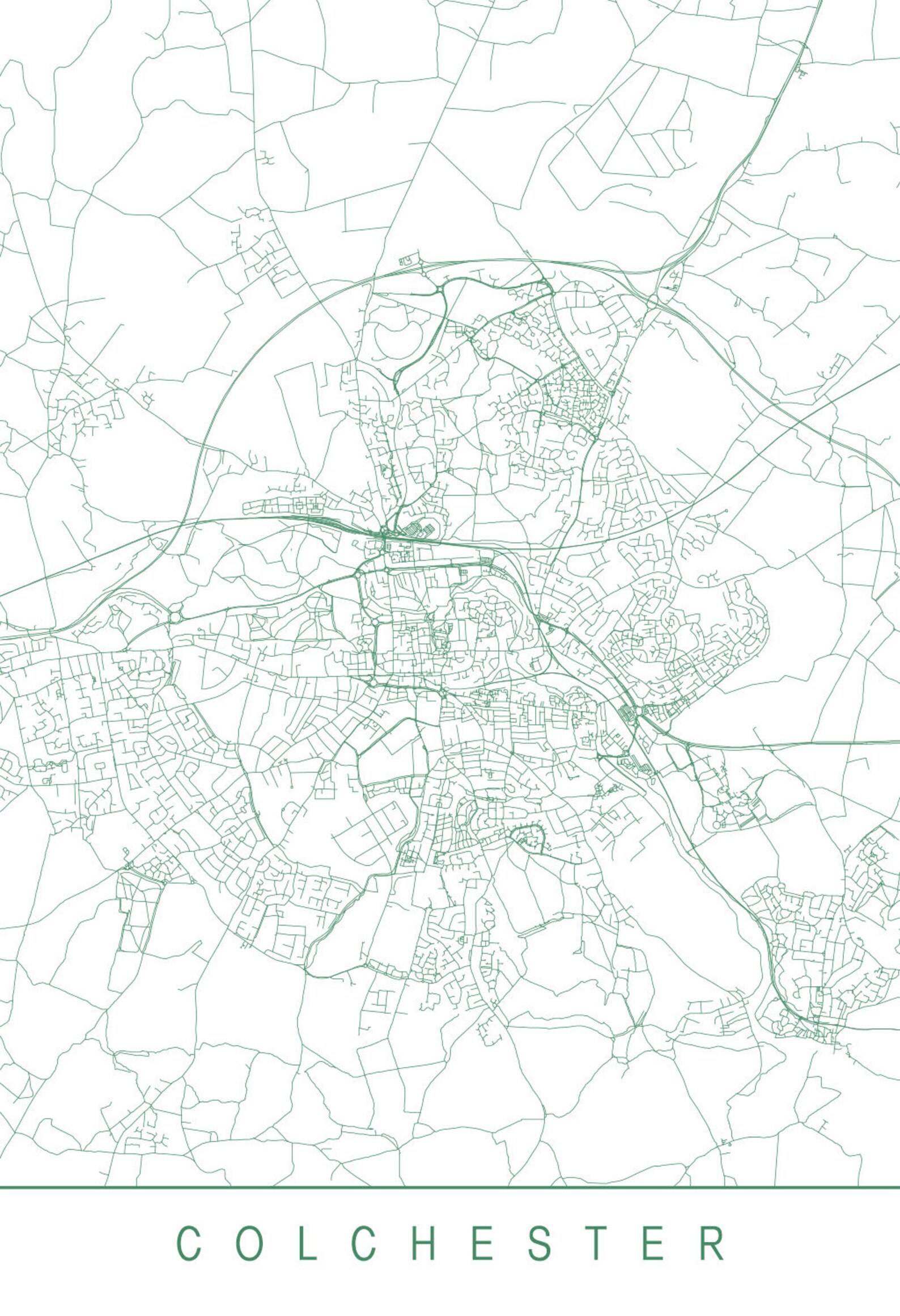 COLCHESTER MAP High Quality Giclee Print Minimalist | Etsy