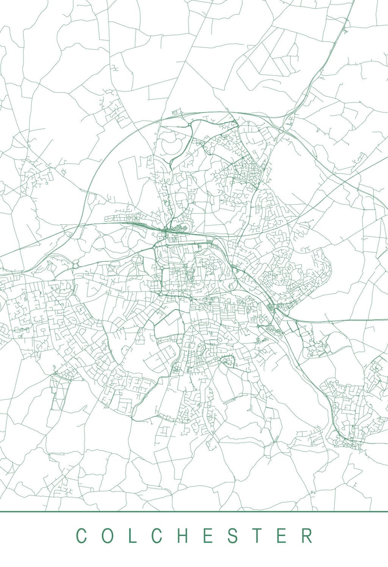 COLCHESTER MAP High Quality Giclee Print Minimalist | Etsy