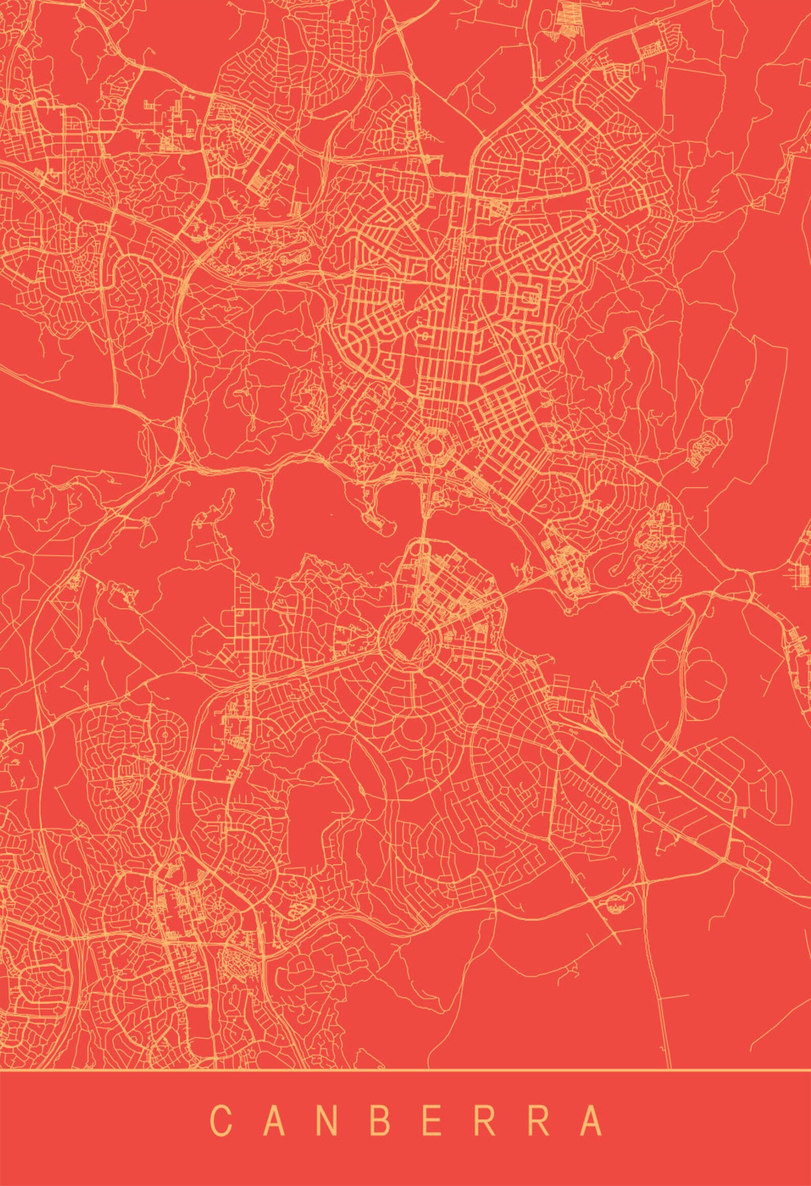CANBERRA MAP Modern Canberra Art Print Minimalist City Map | Etsy