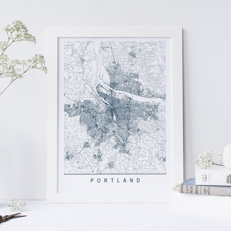 PORTLAND OREGON MAP Minimalist Portland Oregon Art Print | Etsy