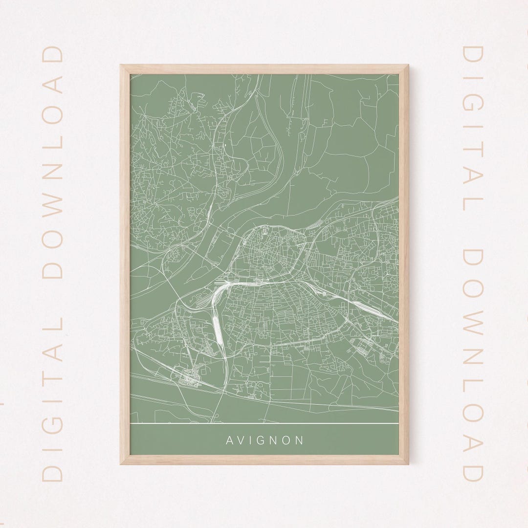 AVIGNON CITY MAP, Digital Download, Line Art City Map, Road Map of ...