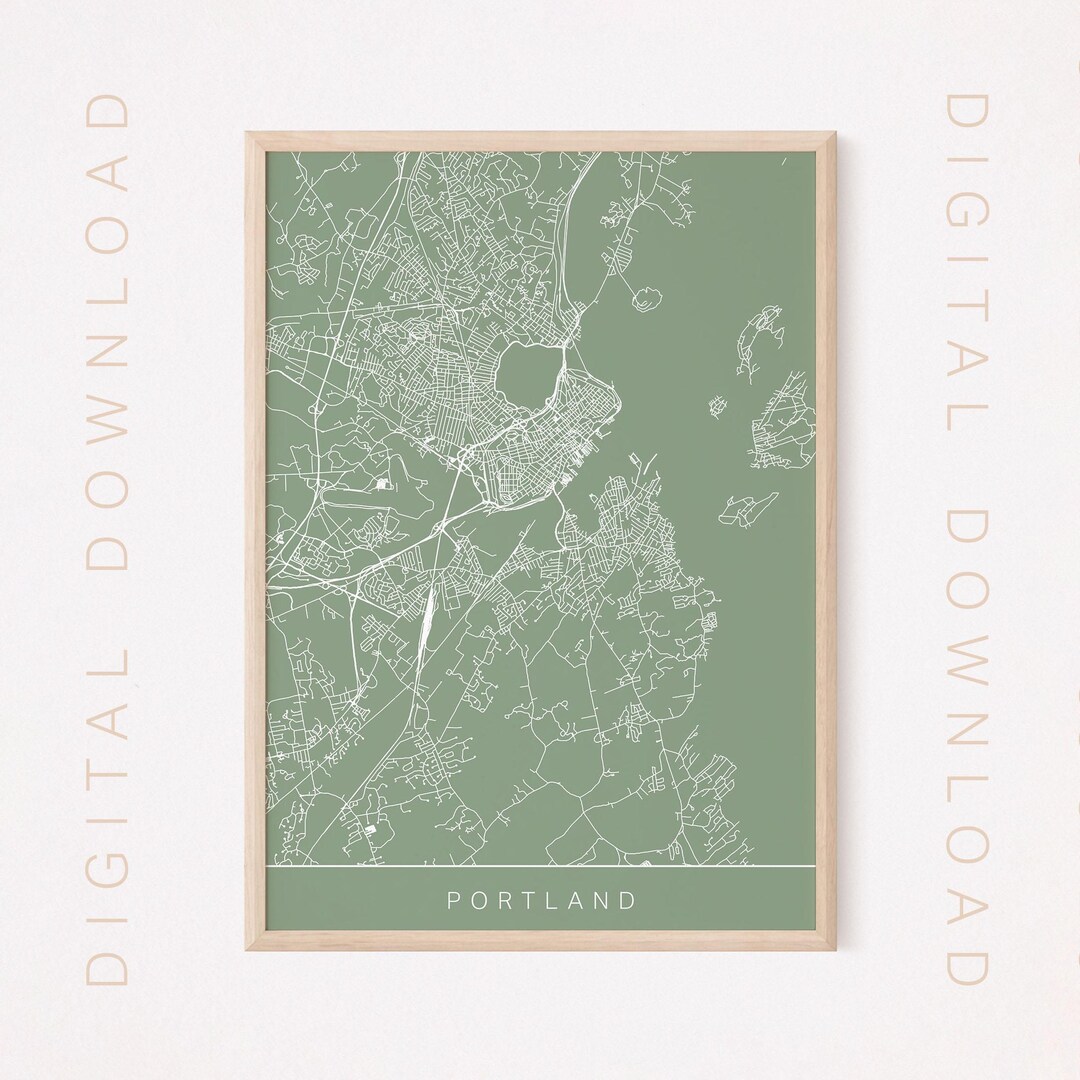 PORTLAND MAINE MAP, Digital Download, Portland City Map Art, High ...