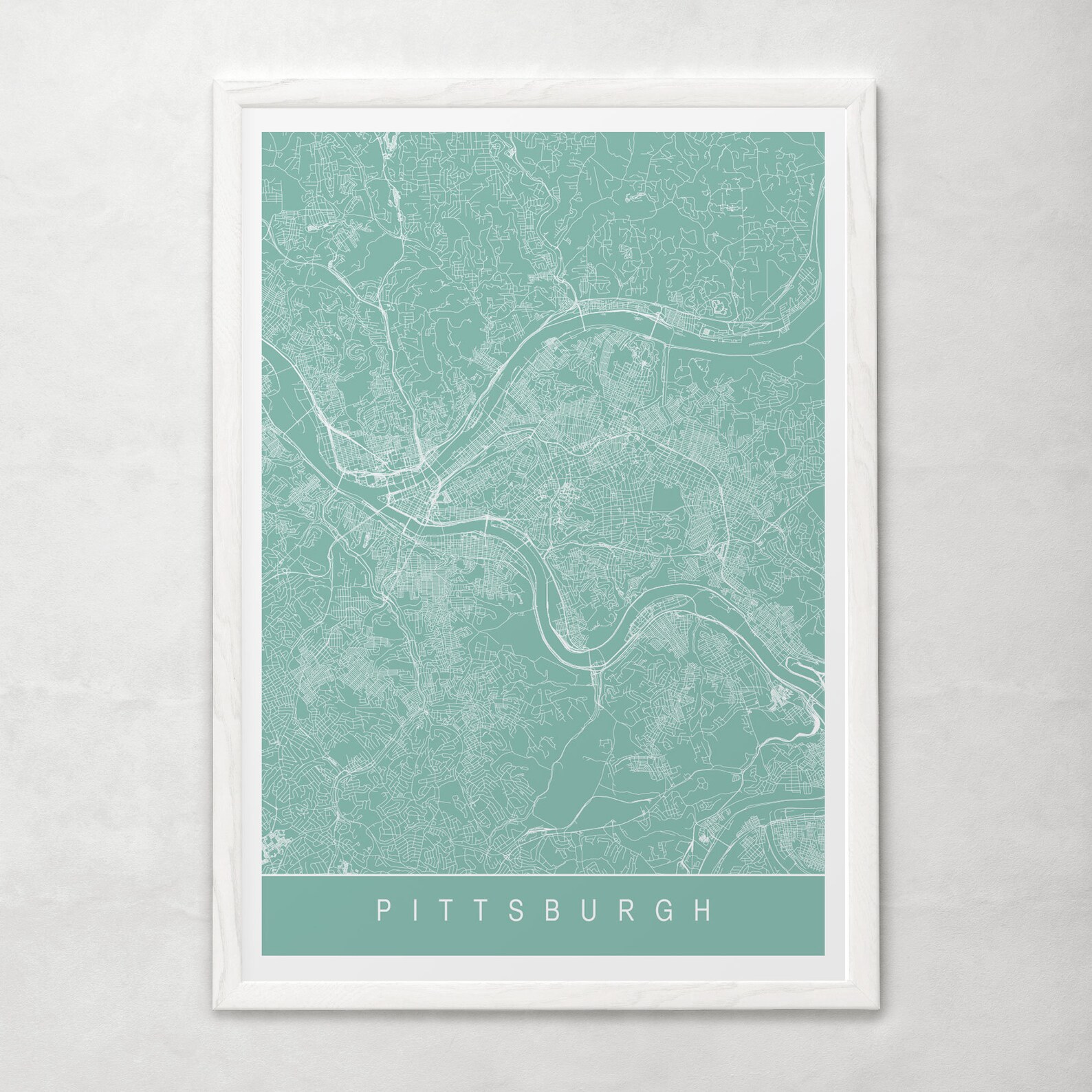 PITTSBURGH CITY MAP Modern City Print Art Customizable - Etsy