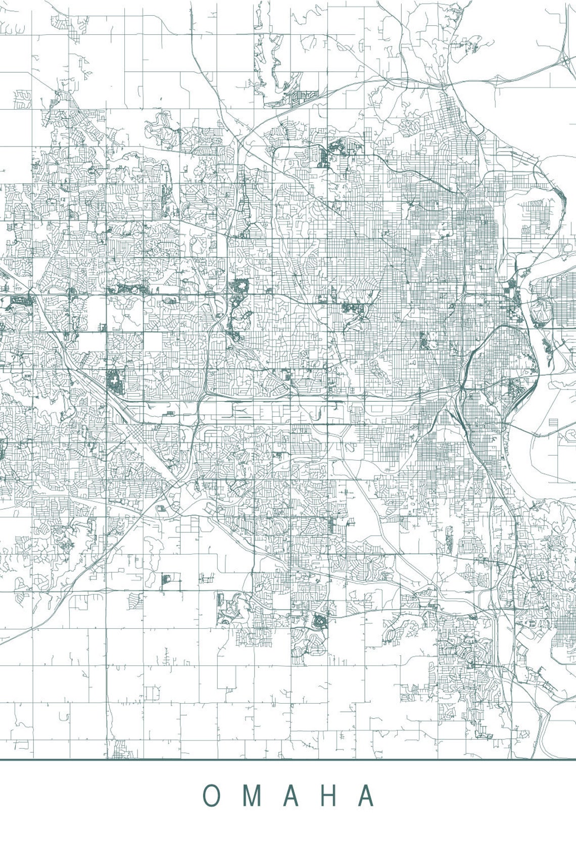 OMAHA MAP High Quality Giclee Print Minimalist Omaha Art - Etsy