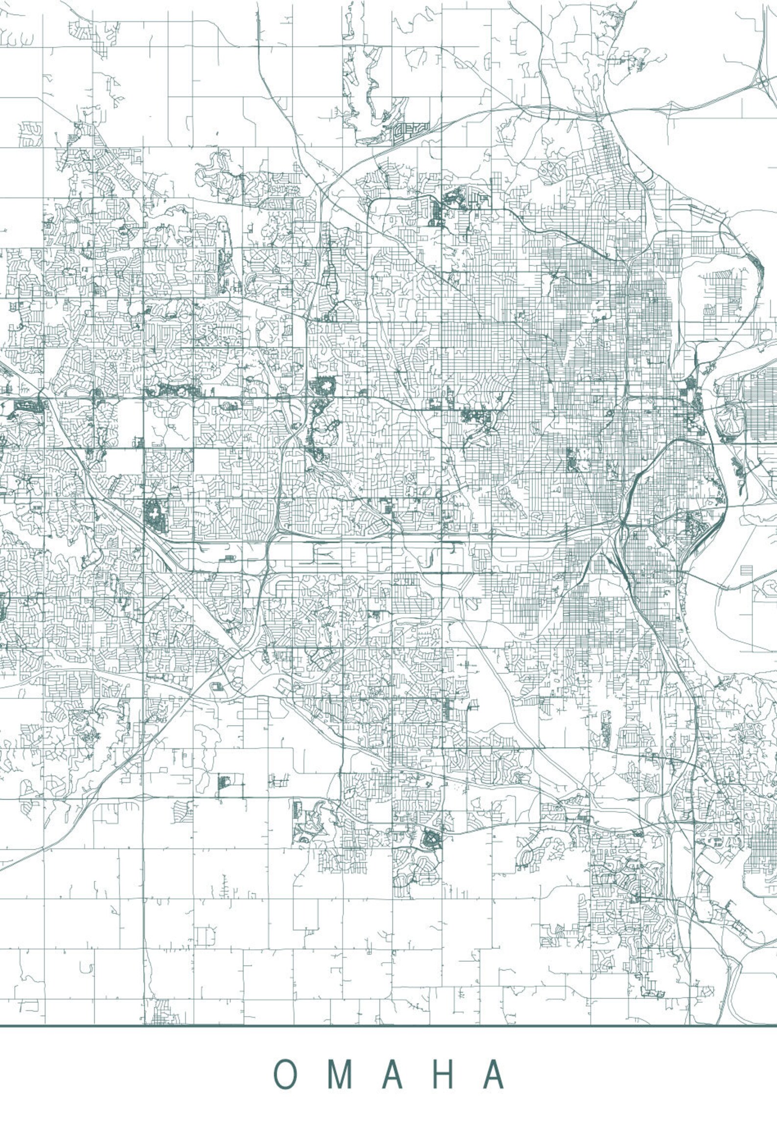 OMAHA MAP High Quality Giclee Print Minimalist Omaha Art - Etsy