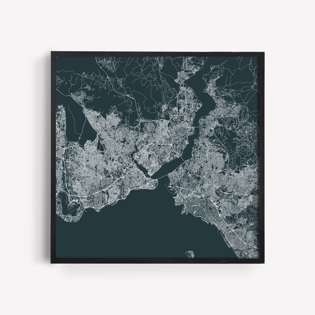 ISTANBUL CITY MAP Fine Art Map Poster - Modern Turkey Turkish Print ...