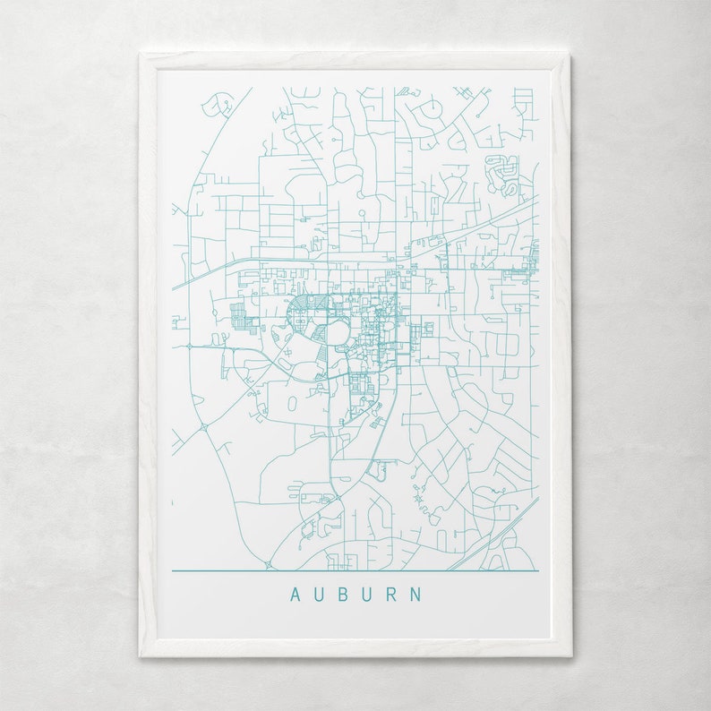 AUBURN MAP High Quality Giclee Print Minimalist Auburn Art | Etsy