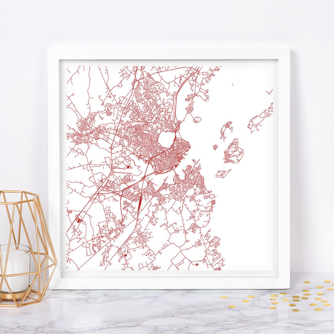 PORTLAND CITY MAP - Fine Art Map Poster - Portland Maine Map Print ...