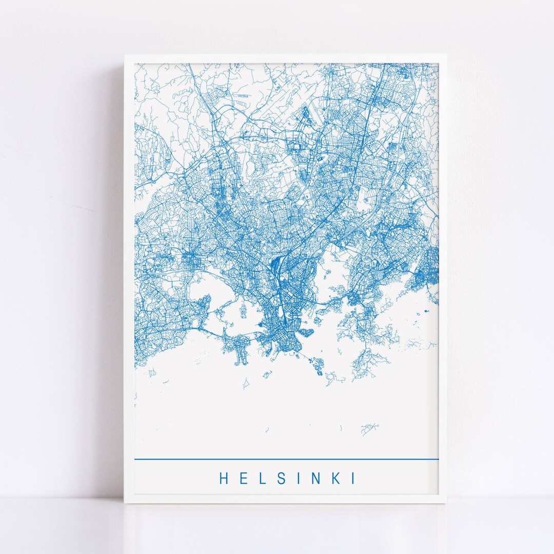 HELSINKI MAP - High Quality Giclee Print, Minimalist Helsinki Art Print ...