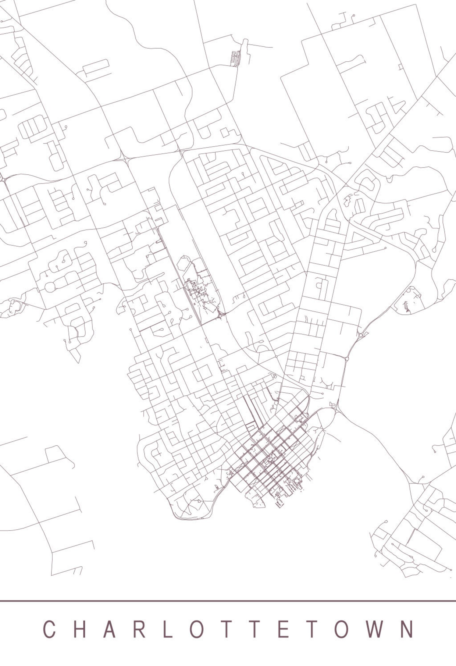 CHARLOTTETOWN MAP High Quality Giclee Print Minimalist - Etsy Canada