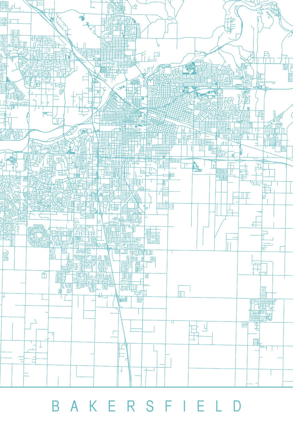 BAKERSFIELD CALIFORNIA MAP Customizable City Map High - Etsy Canada