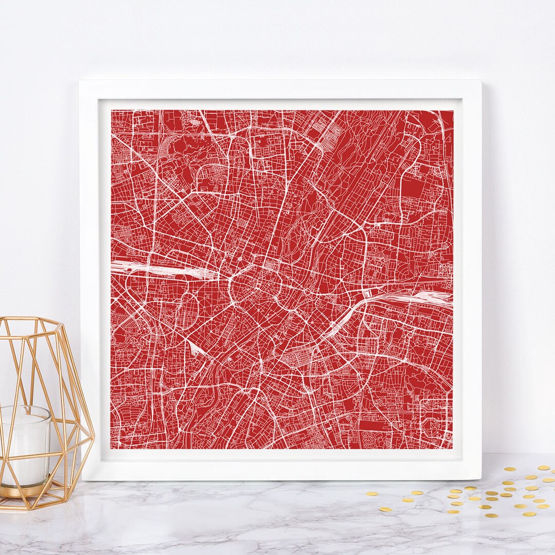 MUNICH MAP PRINT - Modern Munich Germany Map Poster - Minimalist City ...