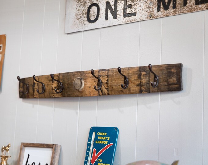 Bourbon Barrel Coat Rack, Hat Rack, Wood Rack, Rustic Wall Coat Rack ...