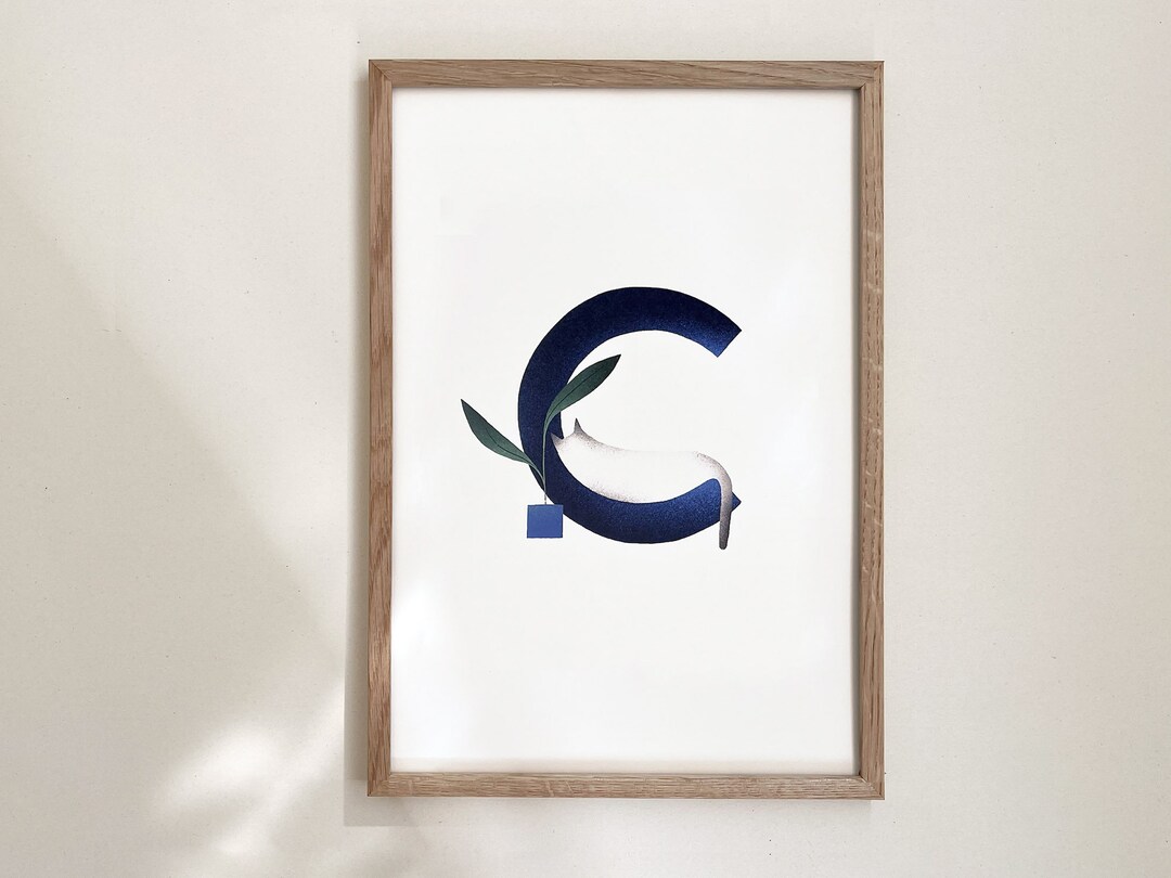 Letter C Illustration - C is for Cat - Alphabet - Illustration Wall Art ...