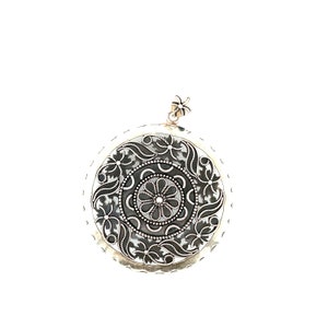 Vintage India Floral Scroll Extra-large Sterling Silver Medallion Disk ...