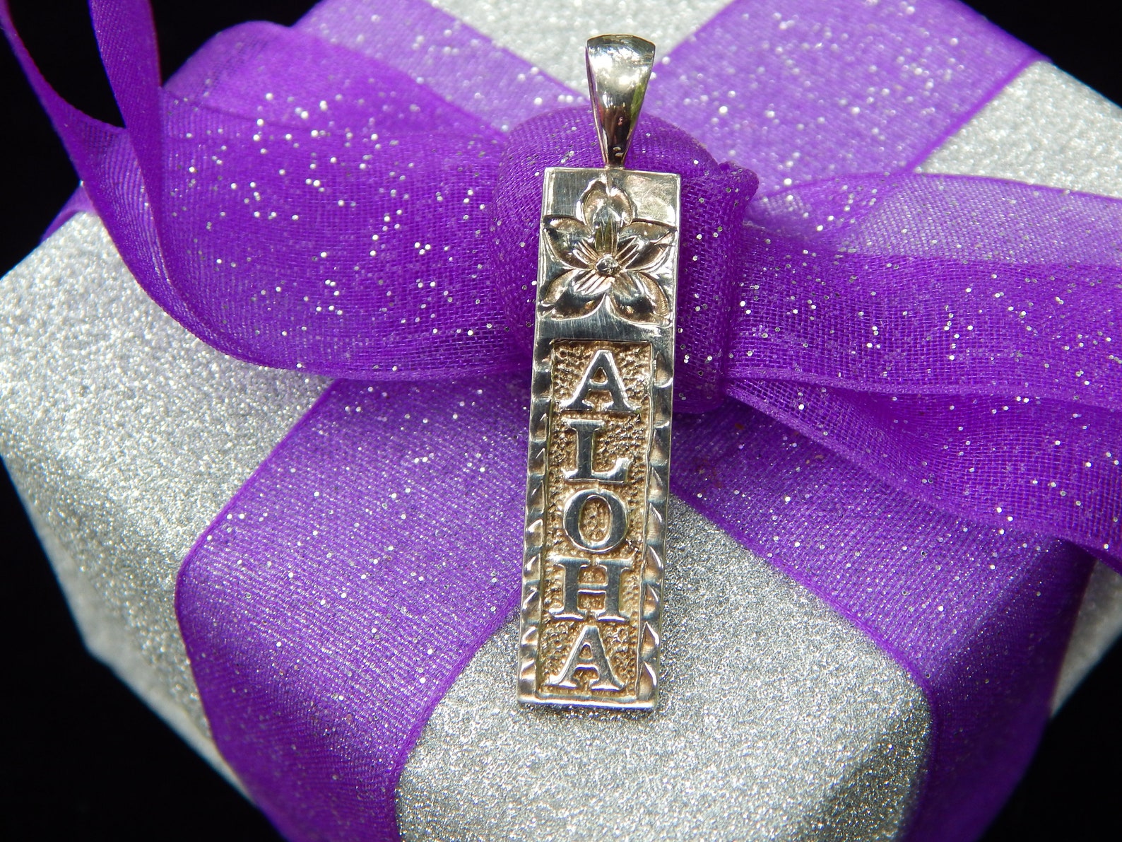 Vintage Hawaii Aloha Floral Reversible Sterling Silver Pendant Hawaiian ...