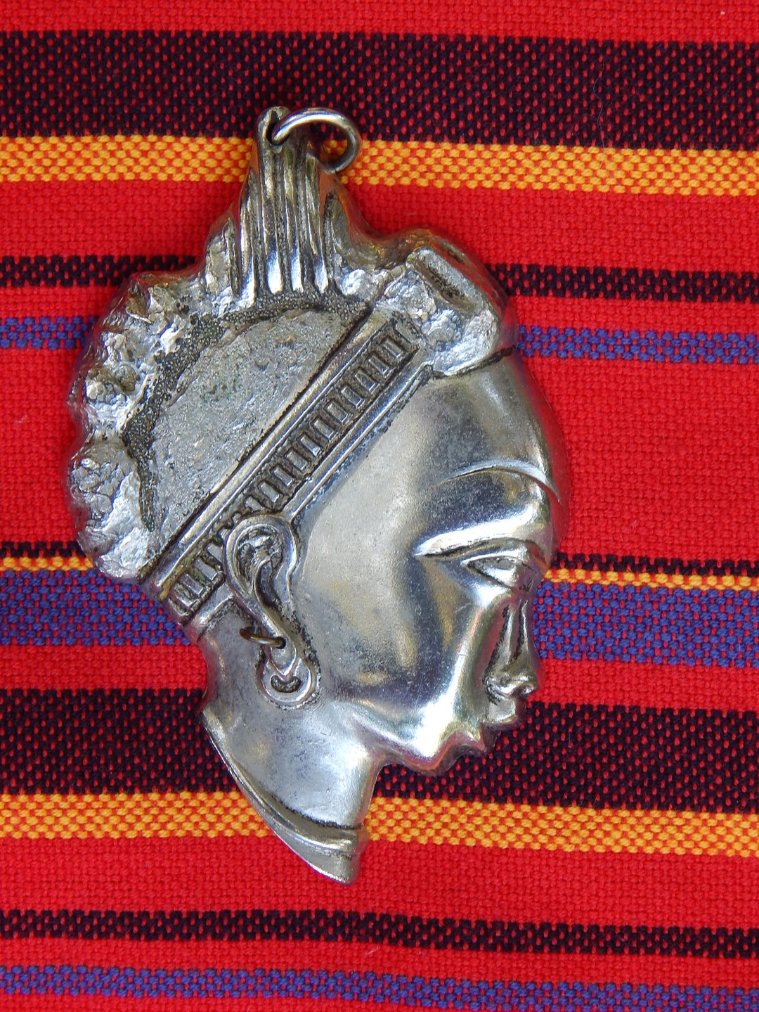 Pre-loved African Regal Princess Extra-large Silver-tone Pendant - Etsy