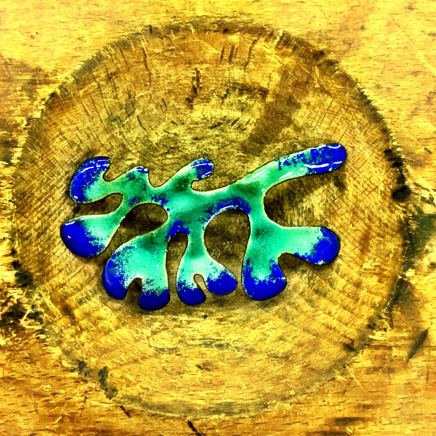 Sea Green and Navy Blue Enamel 'sea Weed and Bubbles' - Etsy