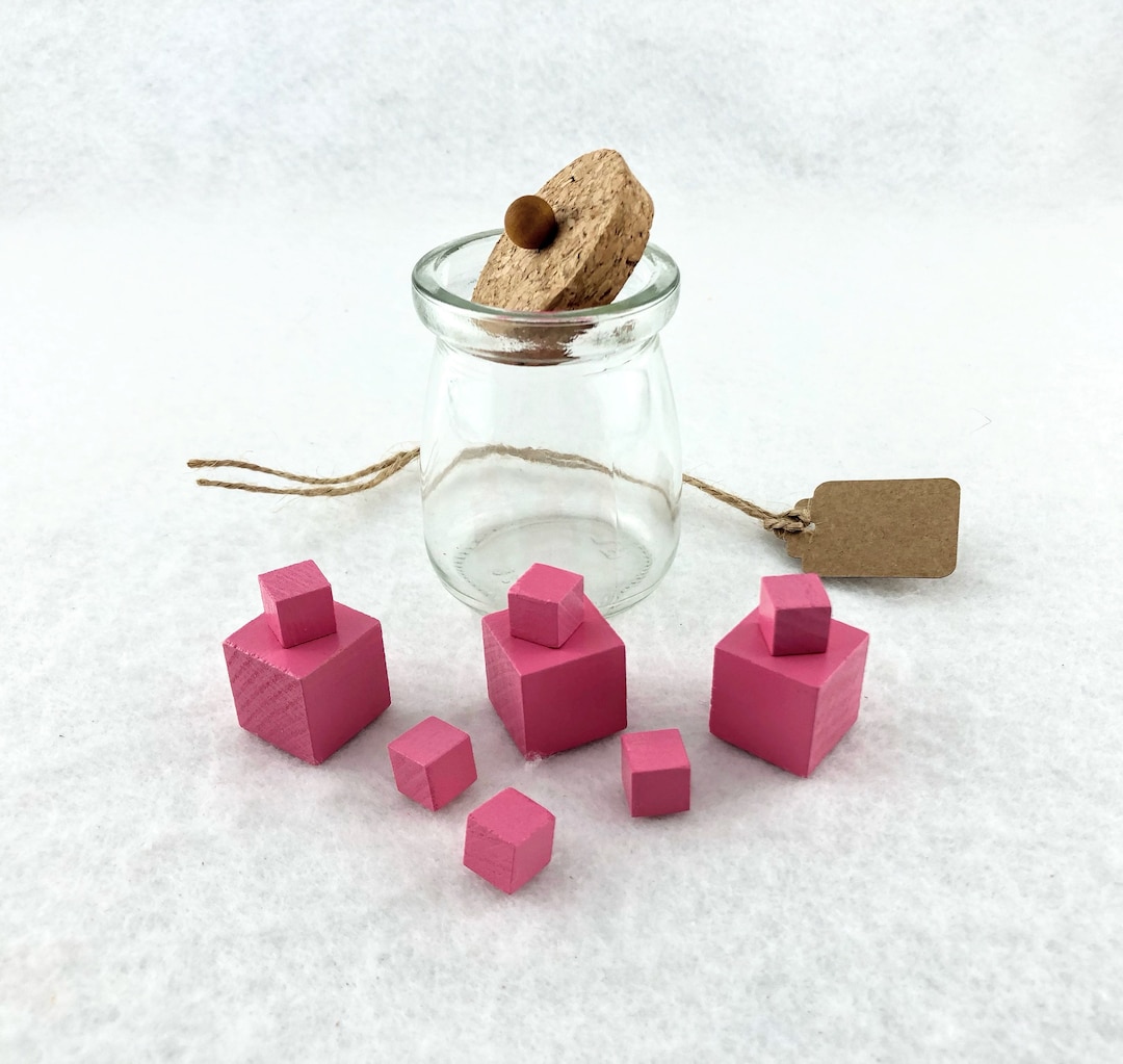 1x1 and 2x2cm Pink Tower Cubes in Glass Jar, Top 2 Pink Tower Cubes ...