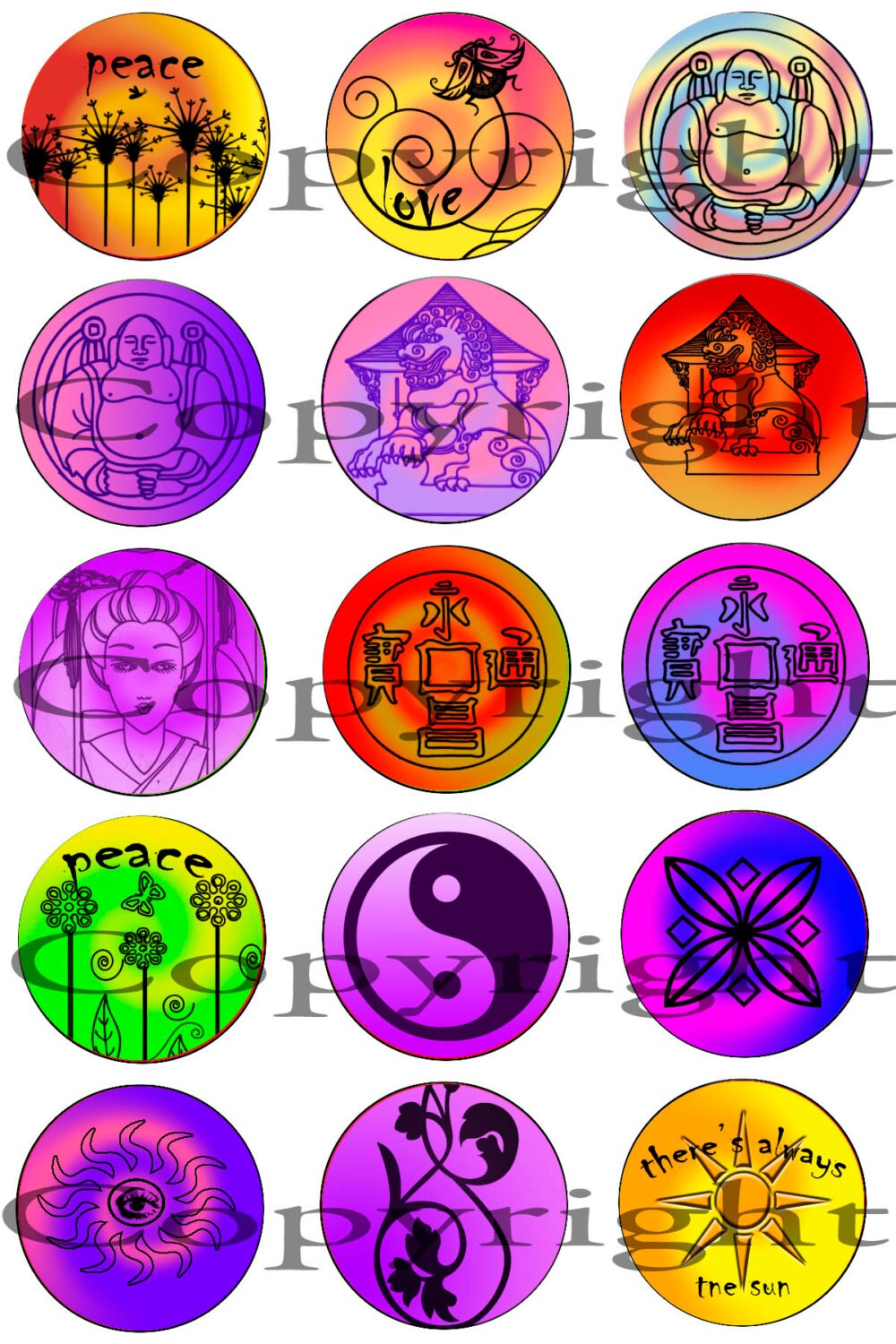 Sixties Retro Style Bottle Cap Designs for Your Boho Botle Cap - Etsy