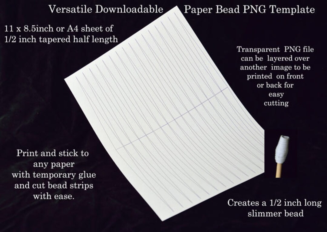 Paper Bead Template - Tapered Half Sheet (A4/US Letter) (digital ...