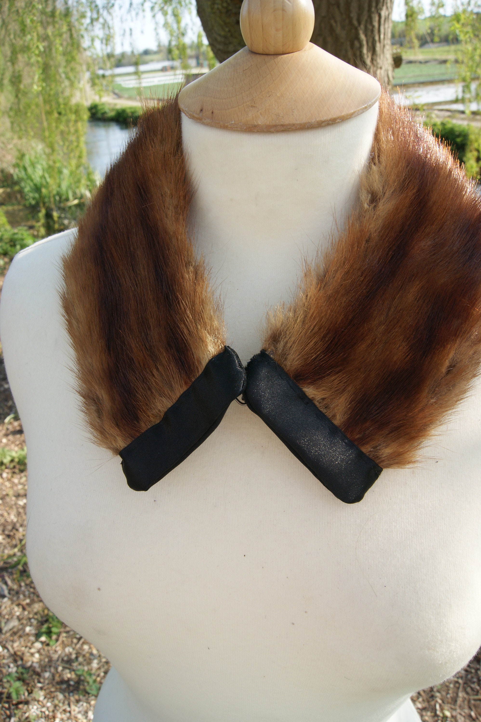 A Mink Fur Collar Lined With Floral Fabric. - Etsy