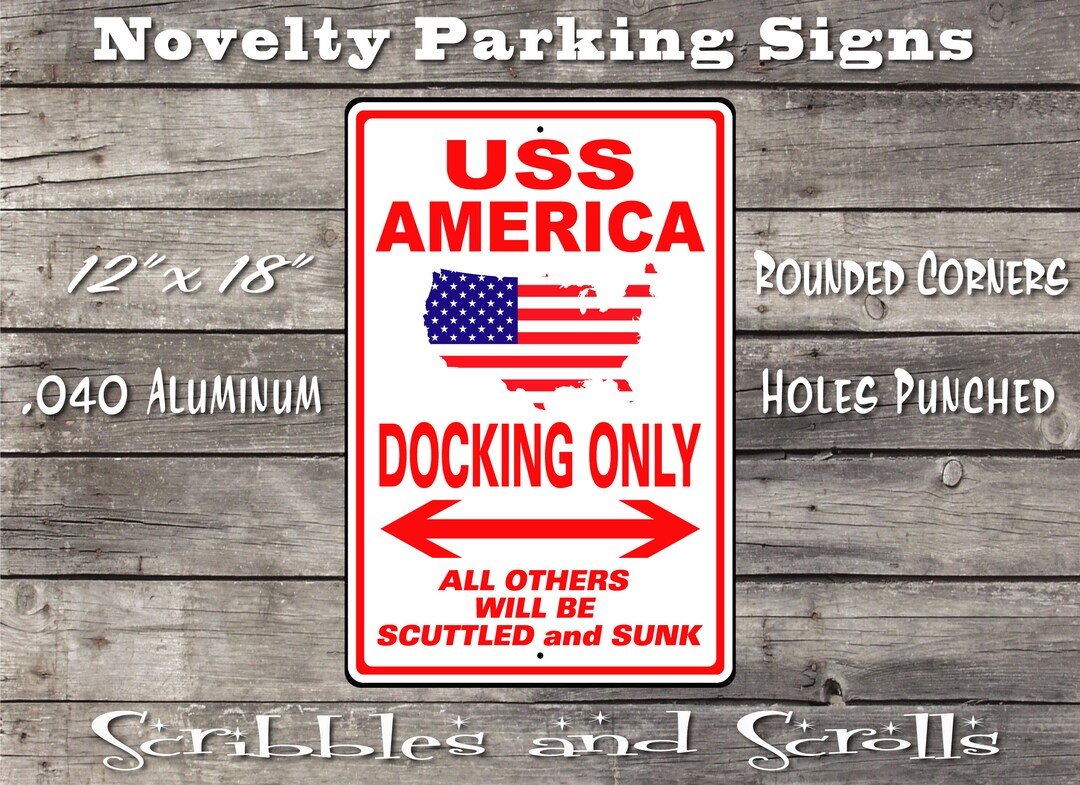 USS America Docking Sign Mancave Garage Parking Usa US USN Military ...