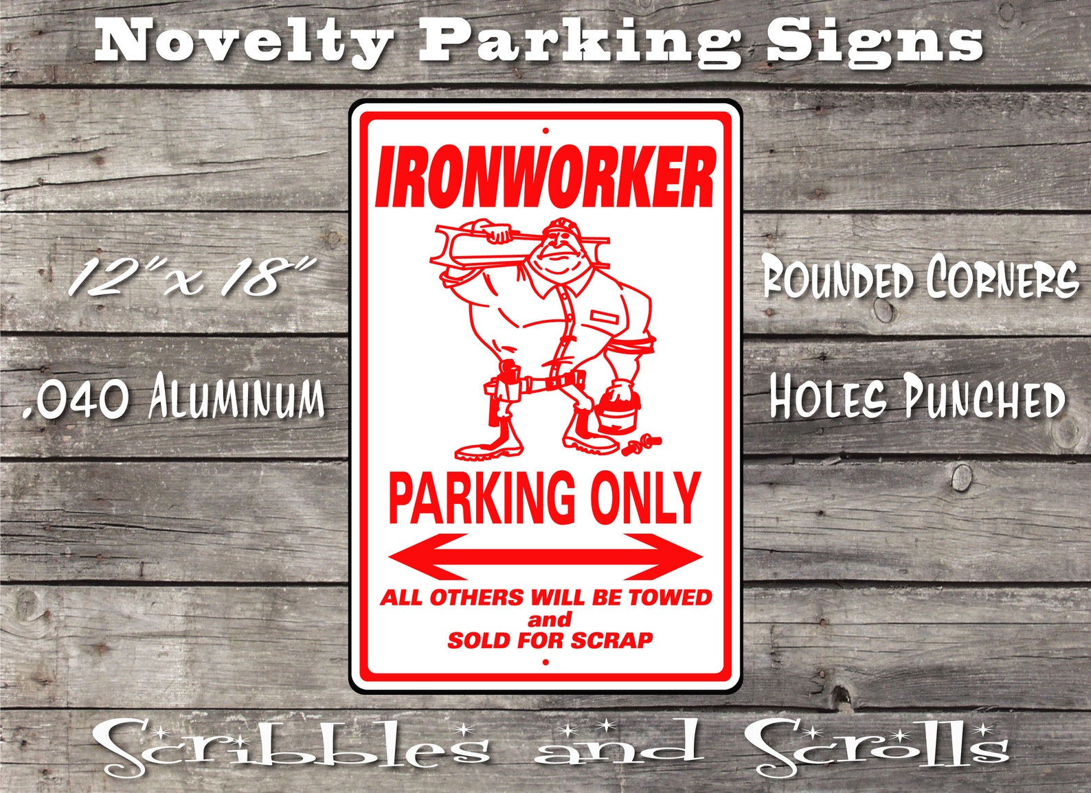 Ironworker Parking Sign Mancave Garage Steel Construction - Etsy