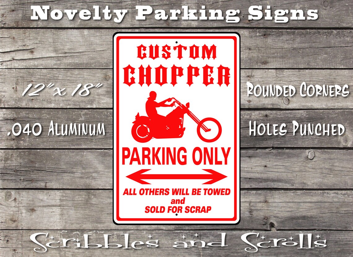 Custom Chopper Parking Sign, Moto, Moto, pour Harley, Big Dog OCC ...