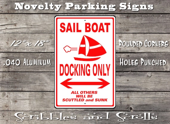 Sailboat Boat Docking Parking Sign Garage Basement Wall Art | Etsy