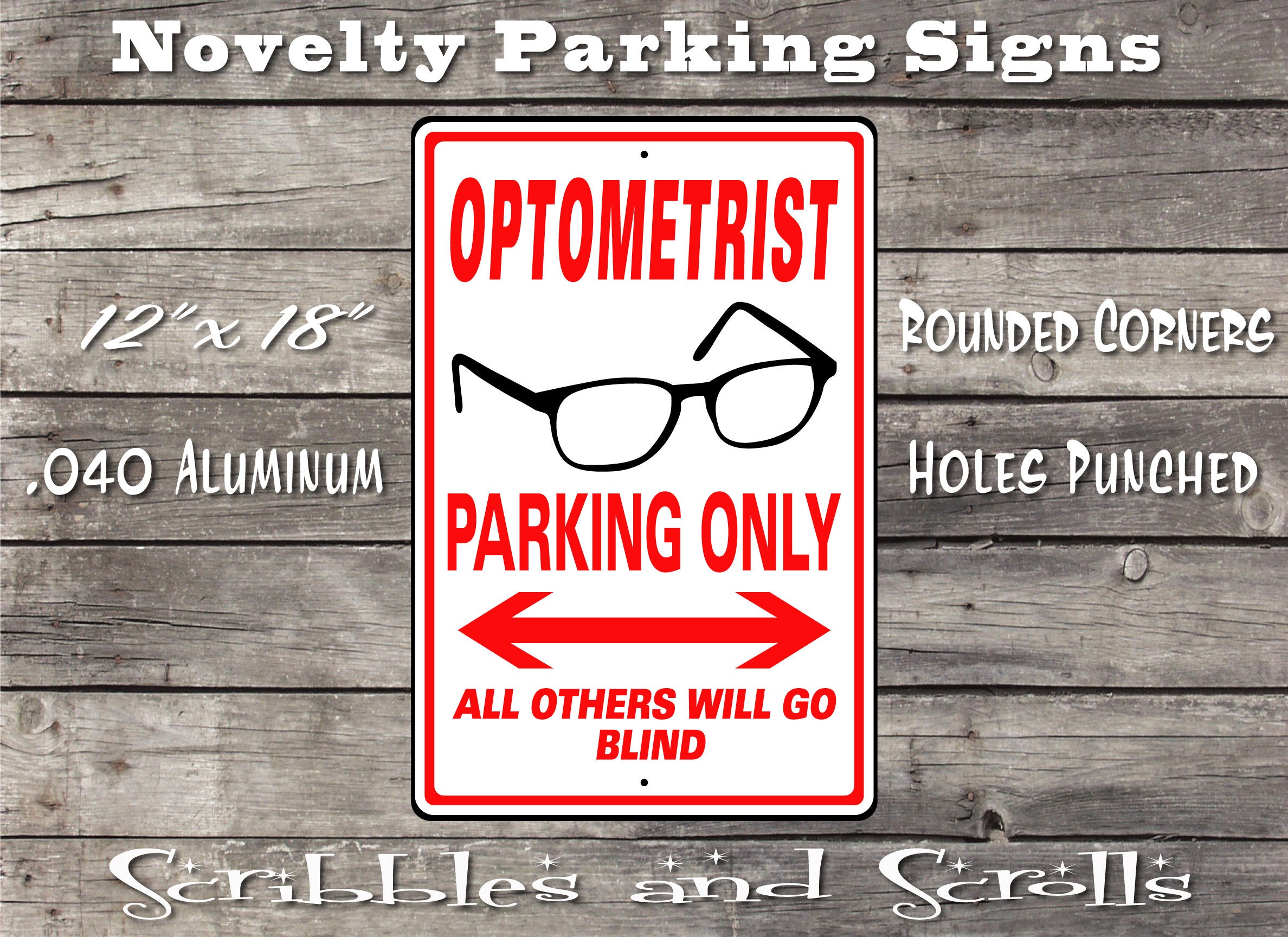 Optometrist Parking Sign Eye Glasses Contact Lenses - Etsy
