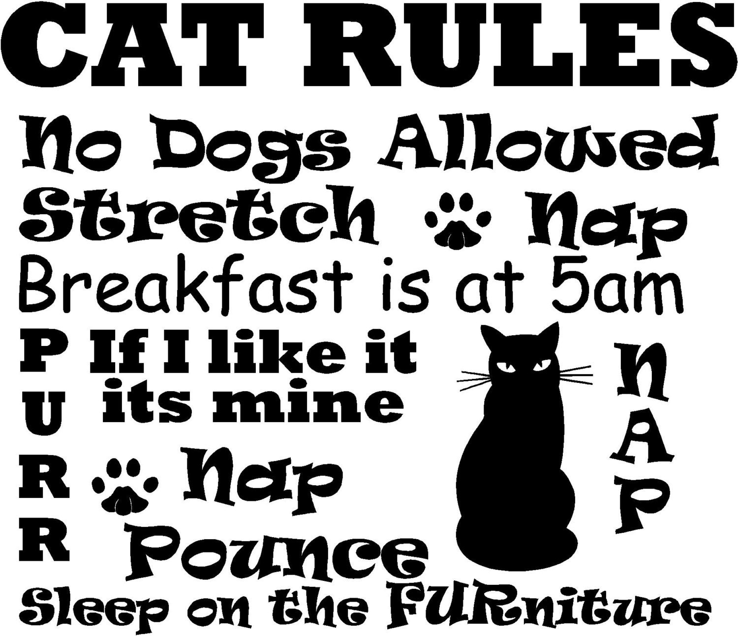 Cat Rules, Wall Words Vinyl Decal - Etsy